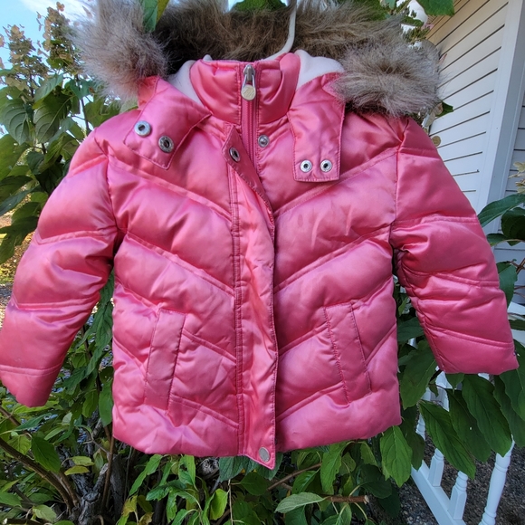 Tommy Hilfiger | Jackets & Coats | Tommy Hilfiger 3t Salmon Hooded Puffer Detachable Brown Faux ...